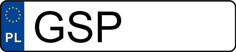 Polskie tablice rejestracyjne wyróżnik GSP